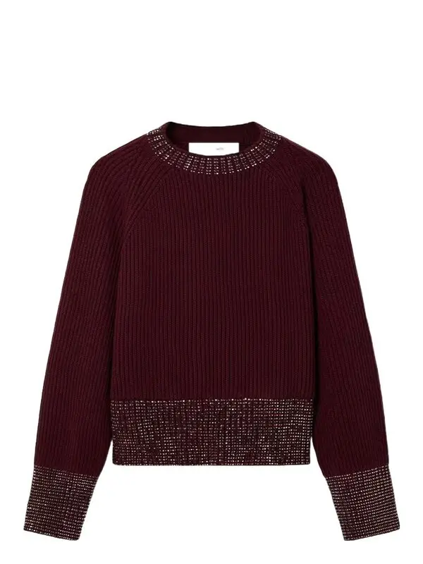 GOLDEN GOOSE Embellished Round Neck Jumper - Wine Red