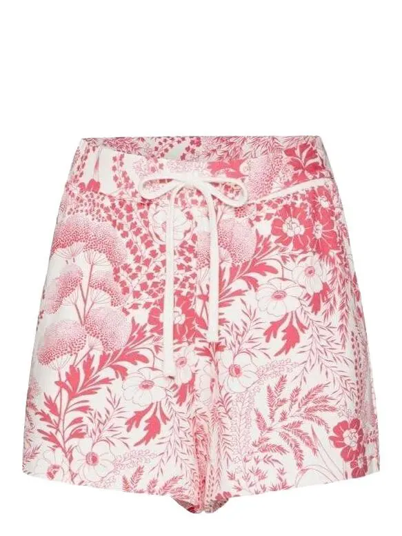 Red Valentino Floating Flowers Floral Print Drawstring Shorts - Pink