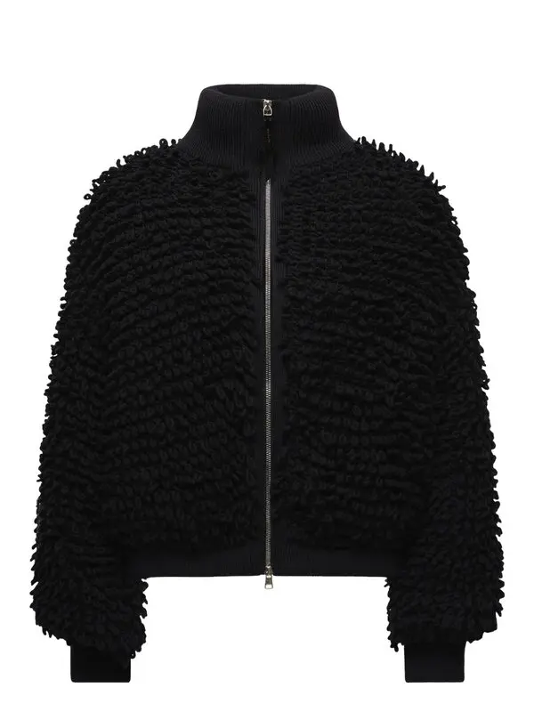 Moncler X Ee72 Edward Enninful Zip-up Wool Blend Cardigan - Black