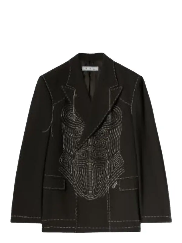 Off-White Runway Body Stitch Long-sleeved Jacket - Black