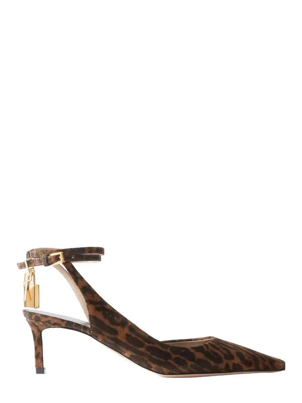 TOM FORD Leopard Print Suede Padlock Pumps - Brown