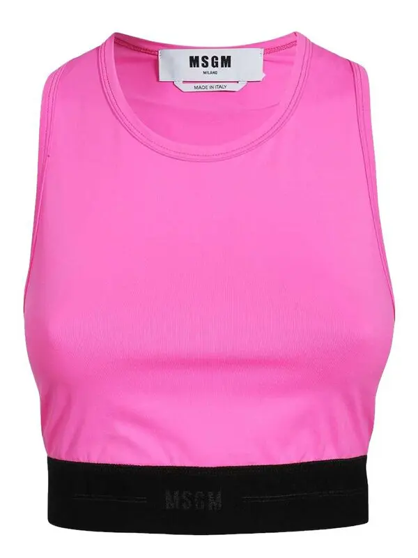 MSGM Cropped Tank Top With Elastic Waistband - Pink