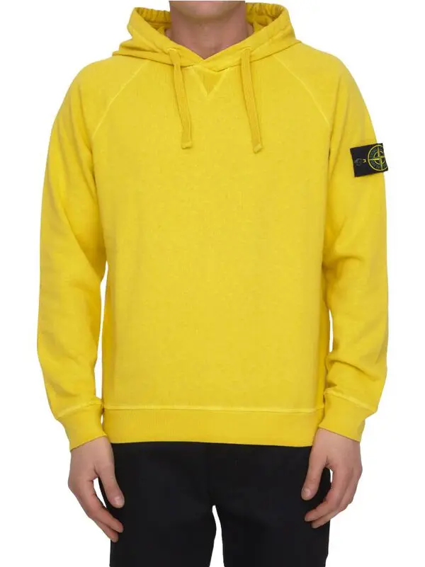 Stone Island Compass Patch Hoodie - Yellow