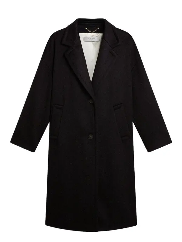 GOLDEN GOOSE Single-breasted Cocoon Coat - Black
