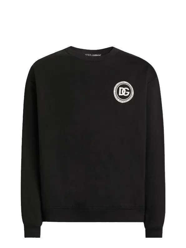 Dolce & Gabbana Dg Logo Patch Crewneck Sweatshirt - Black