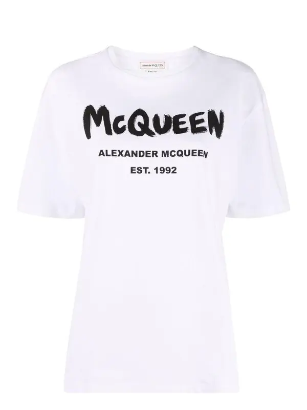 Alexander McQueen Logo Printed Crewneck T-shirt - White