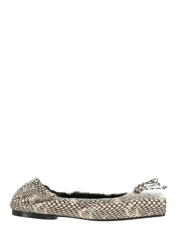 Jacquemus Printed Square Toe Flats With Bow Detailing - Nude