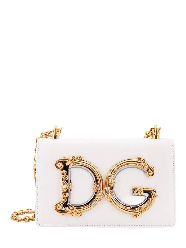 Dolce & Gabbana Logo Plaque Shoulder Bag - White