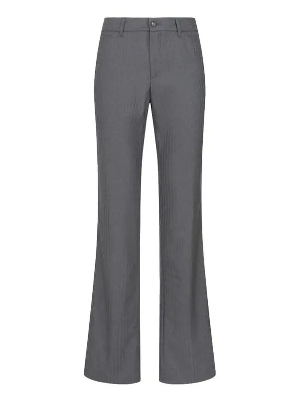 Etro Gray Striped Wool Tailored Trousers - Black