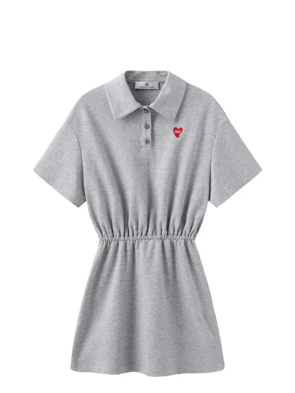 Marissa Chiara Short Sleeve Dress With Heart Embroidery - Grey