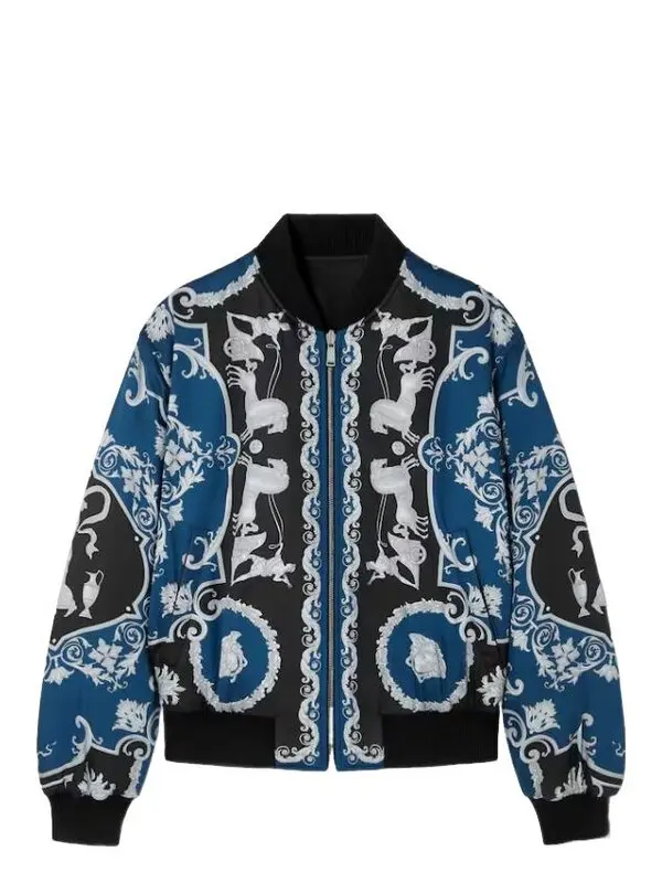 Versace Reversible Blouson Jacket With Hall Of Heroes Print - Black And Blue