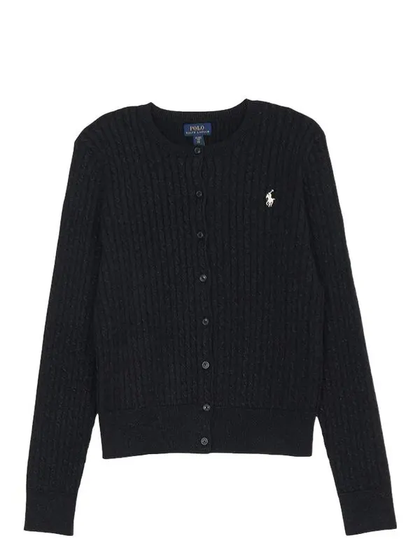 Polo Ralph Lauren Metallic Cable Knit Cardigan - Black
