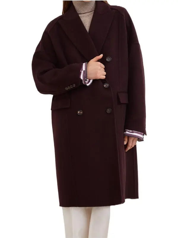 Brunello Cucinelli Double-breasted Coat - Burgundy