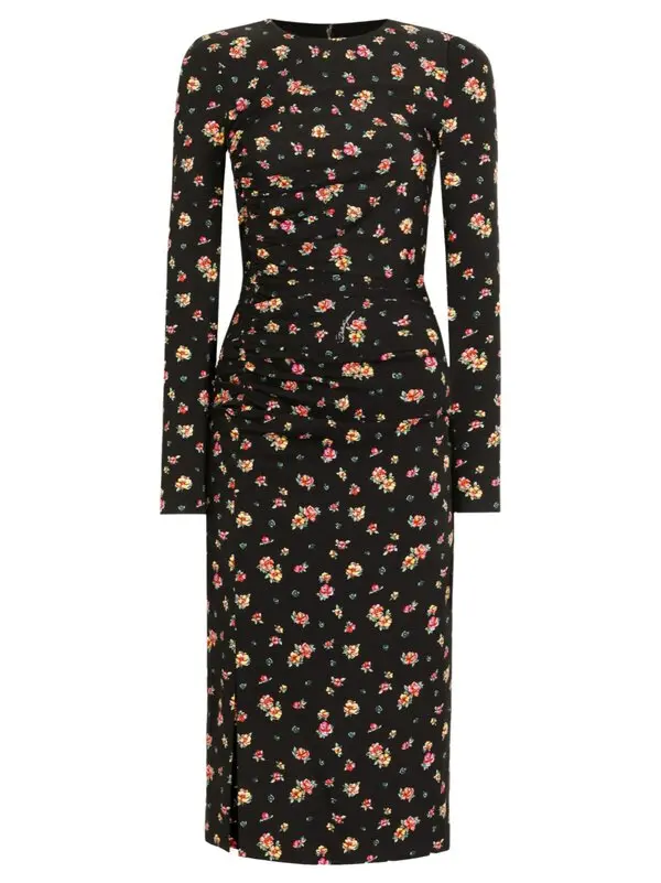 Dolce & Gabbana Floral Printed Midi Dress - Black