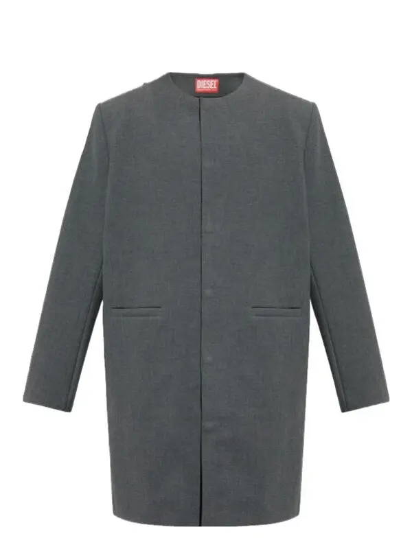 DIESEL® Collarless Single-breasted Coat - Grey