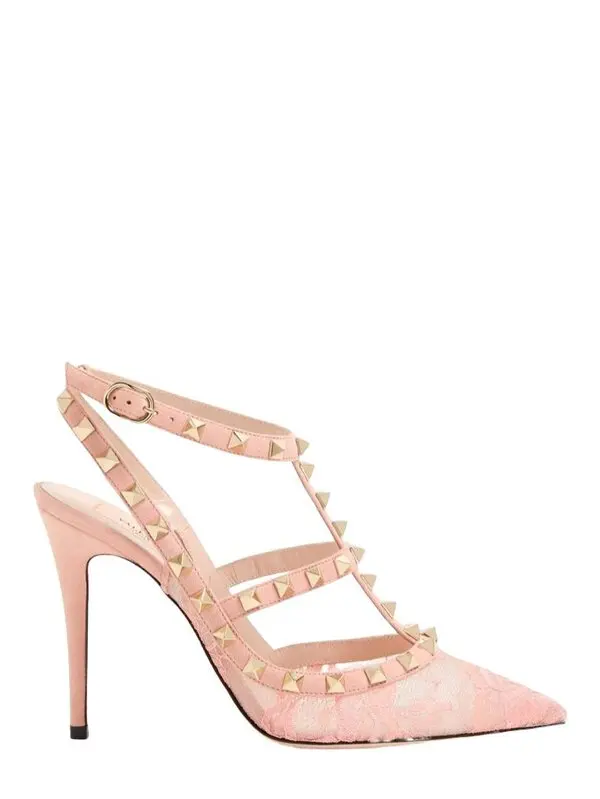Valentino Garavani Rockstud Lace Pumps - Peach Roses