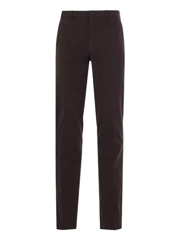 Zegna Straight-cut Raw Hem Trousers - Dark Brown