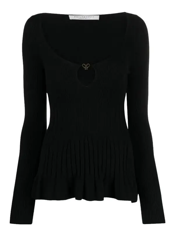 Philosophy Di Lorenzo Serafini Logo Plaque Ribbed Knit Top - Black