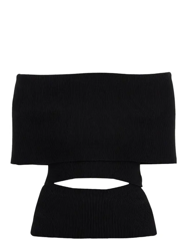 Christopher Esber Off-shoulder Knit Top With Cut-out Detail - Black