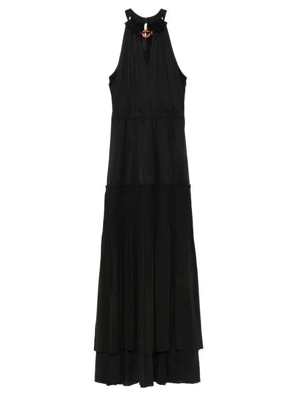 Diane Von Furstenberg Sleeveless Halterneck Maxi Dress With Pleated Details - Black