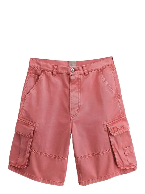 Dior Logo Embroidered Cargo Bermuda Shorts - Pink