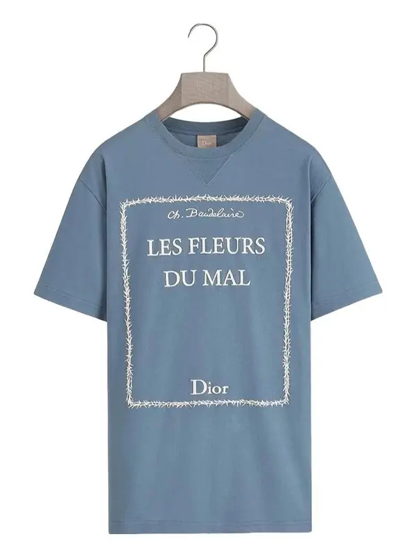 Dior Book Cover Embroidery Relaxed Fit T-shirt - Blue