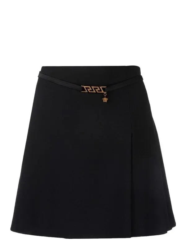 Versace High Waist La Greca Chain Mini Skirt - Black