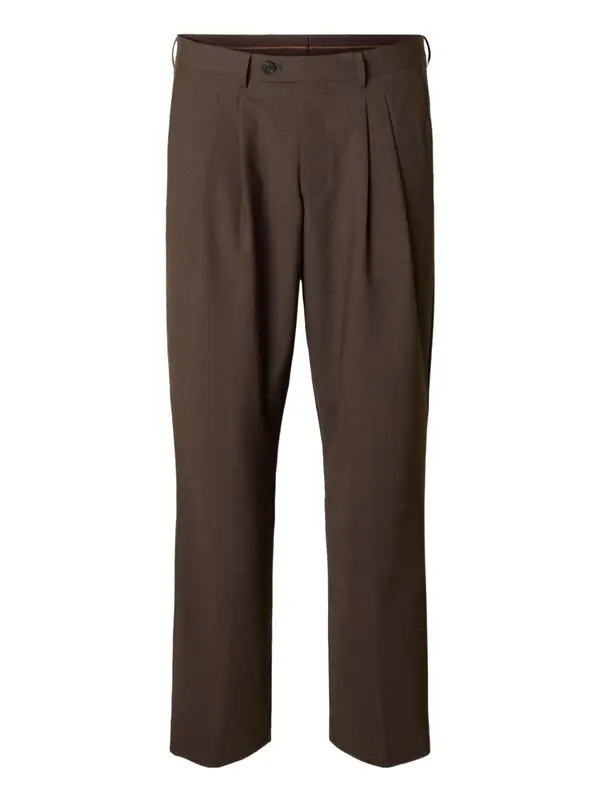 SELECTED Relaxed Fit Suit Trousers - Brown