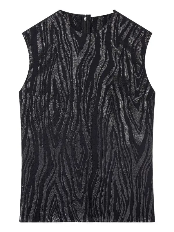 Stella McCartney Woodgrain Print Lurex Tank Top - Black