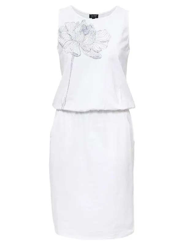 Emporio Armani Sleeveless Printed Dress - White