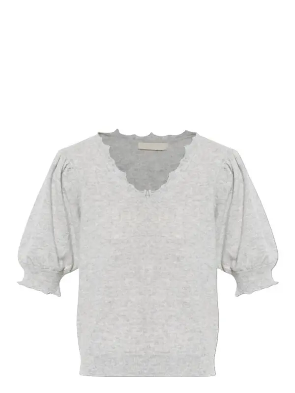 Ulla Johnson Polline Ruffled-sleeve Cashmere Top - Pebble Color