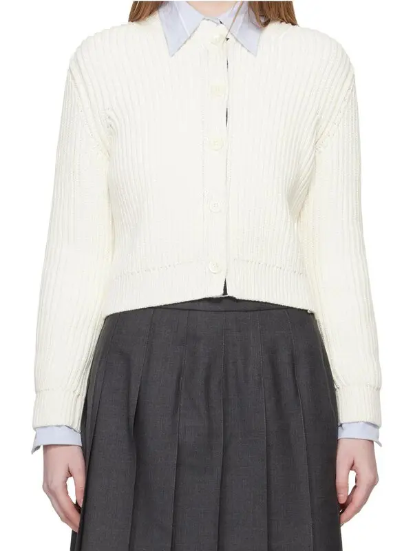 Thom Browne Long Sleeve Knitted Shirt - White