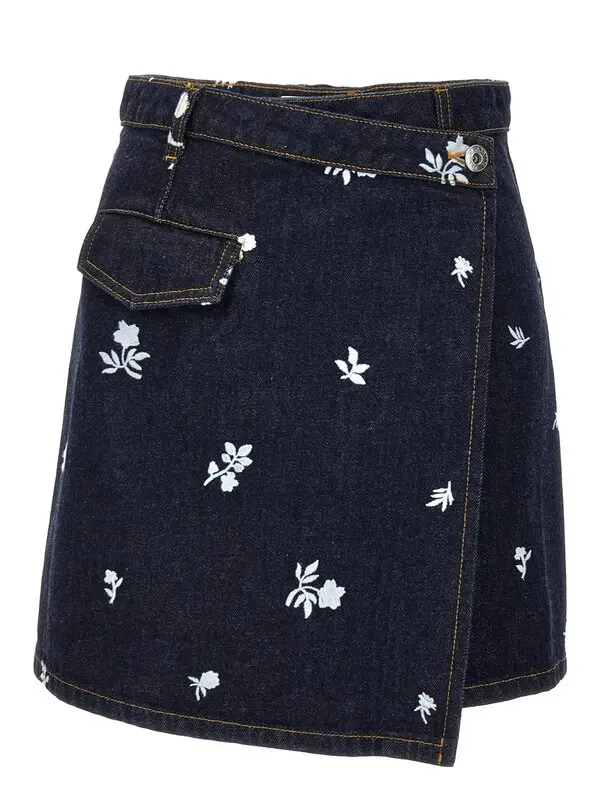 LANVIN Embroidered Asymmetrical Mini Skirt - Black