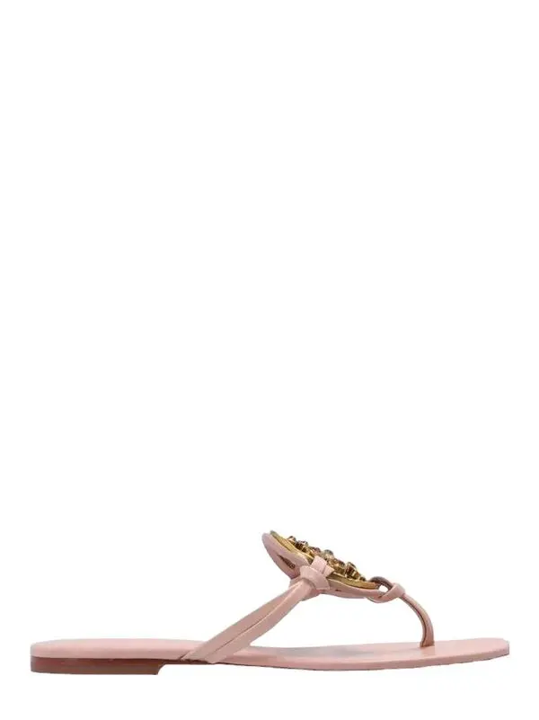 Tory Burch Logo-plaque Flat Sandals - Nude