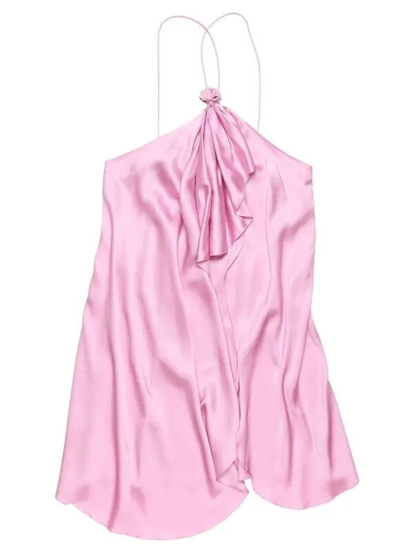 Acne Studios Halterneck Mini Dress With Draped Ruffle Detailing - Pink