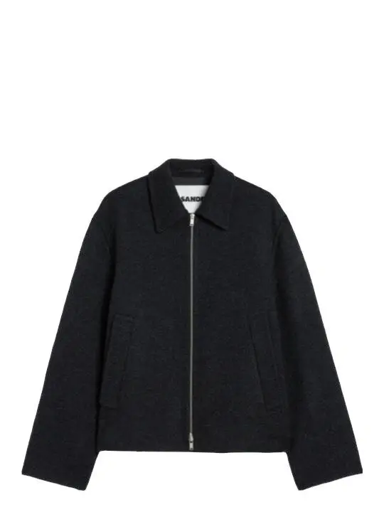 JIL SANDER Textured Wool Zip-up Jacket - Charcoal-grey