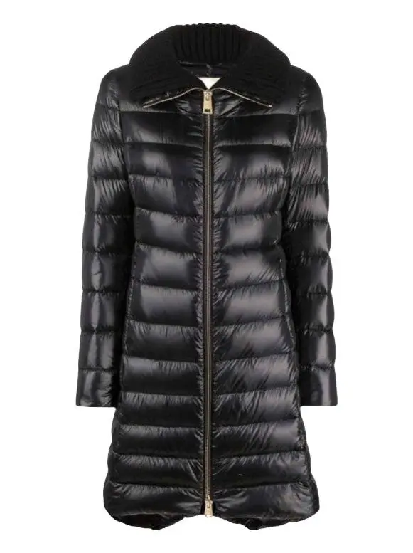 Herno Ribbed Collar Long Puffer Jacket - Black