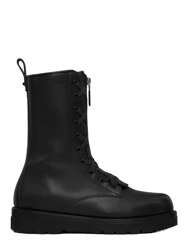 Valentino Garavani Xcombat Round Toe Lace-up Combat Boots - Black