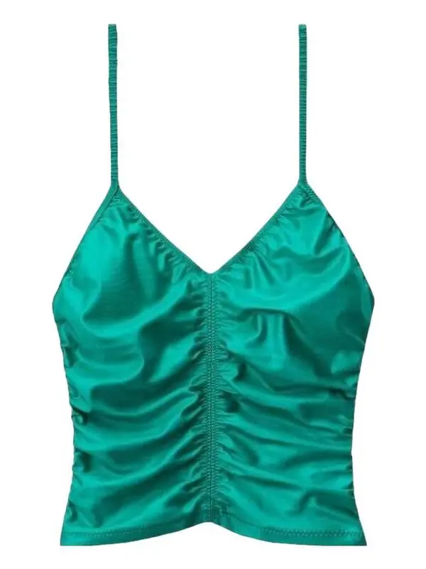 Alexander Wang Ruched V-neck Halter Tank Top - Green