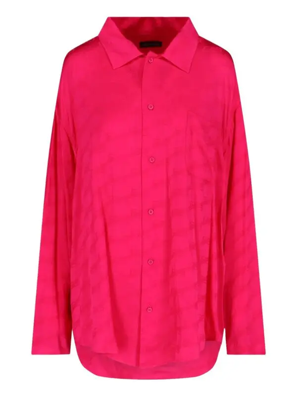 Balenciaga Bb Monogram Jacquard Long-sleeved Shirt - Red