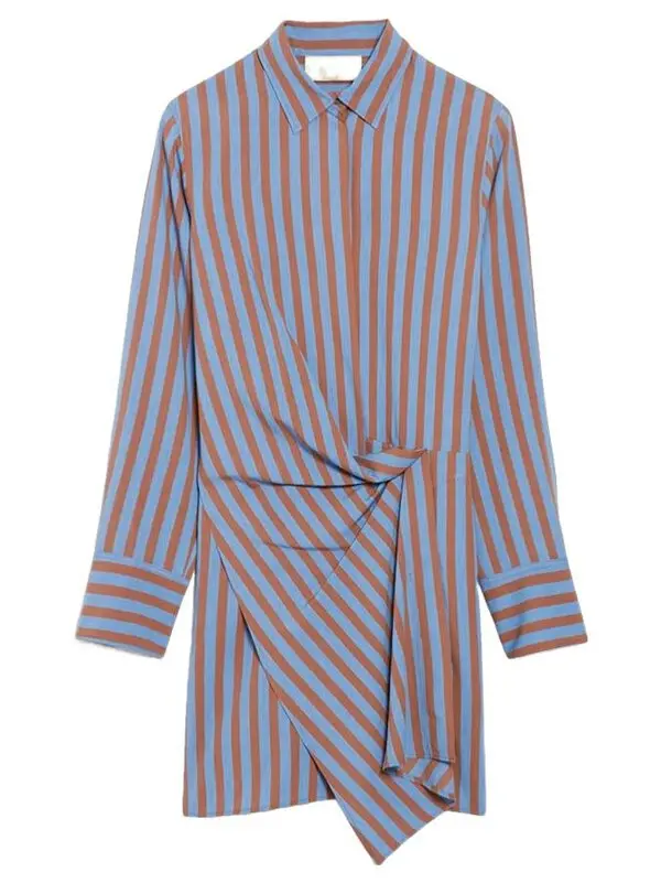 Vanessa Bruno Long-sleeved Shirt Dress With Logo Embellishment - Blue