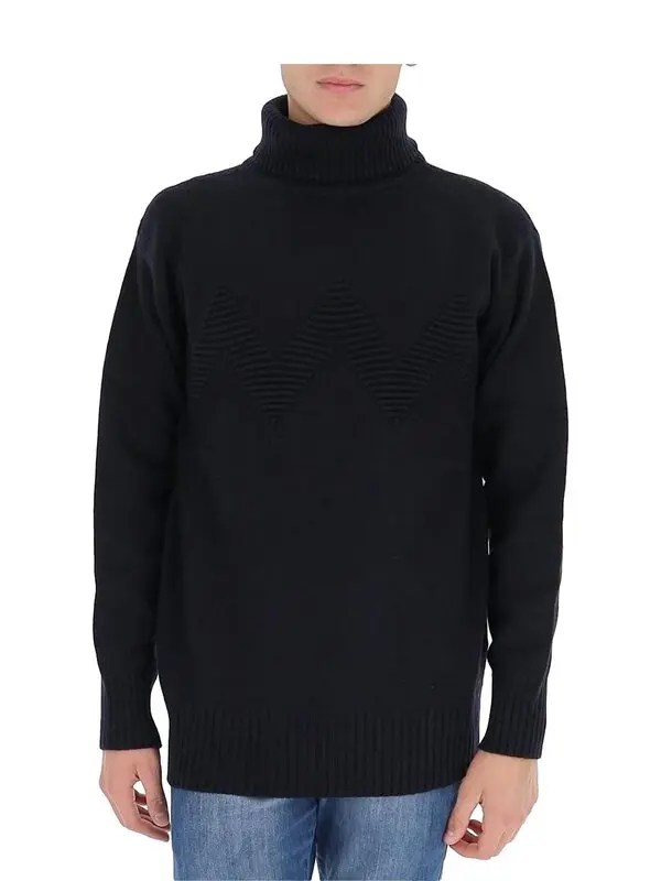 Junya Watanabe Z-embroidery Turtleneck Sweater - Black
