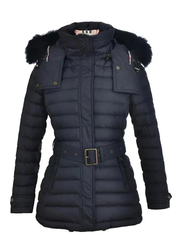 Burberry Quilted Down Jacket With Fur Trim - Black
