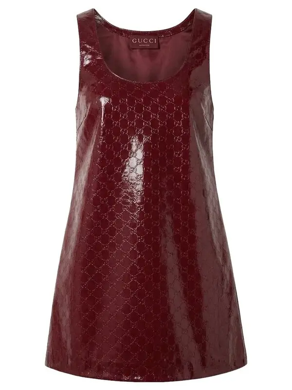 Gucci Embossed Gg Naplak A-line Dress - Ancora Red