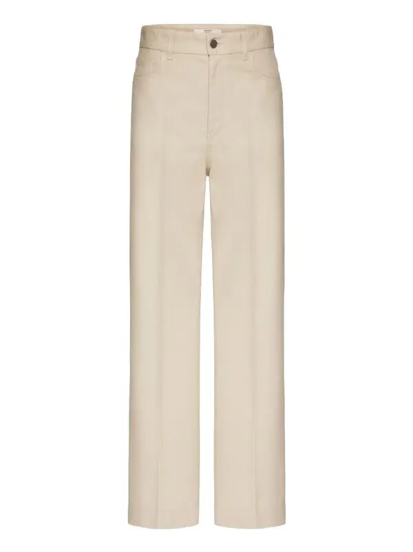 Valentino Garavani Straight Leg Tailored Cotton Gabardine Trousers - Nude