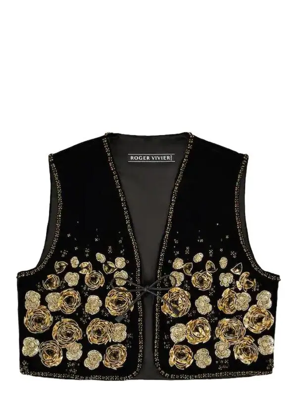 ROGER VIVIER Velvet Waistcoat With Embellishments - Black