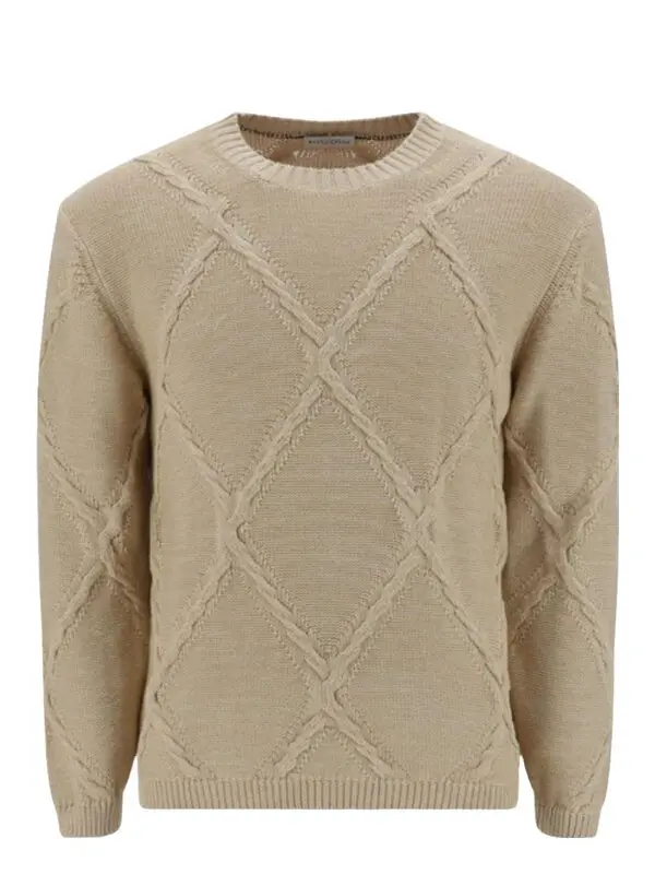 BALLANTYNE Diamond Knit Crewneck Jumper - Nude