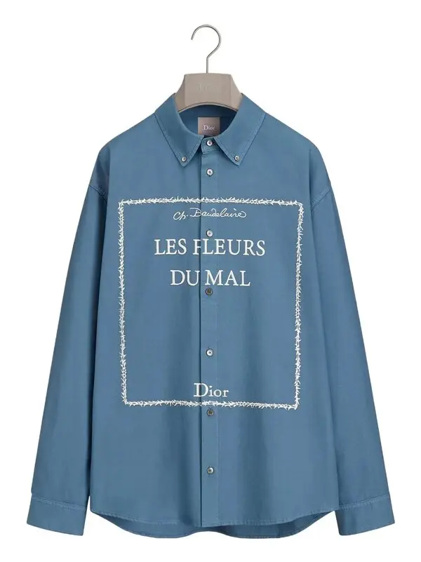 Dior Overshirt With Book Cover Embroidery - Blue/white