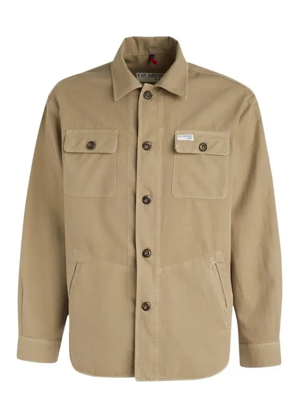 FAY Buttoned Long-sleeved Shirt - Nude