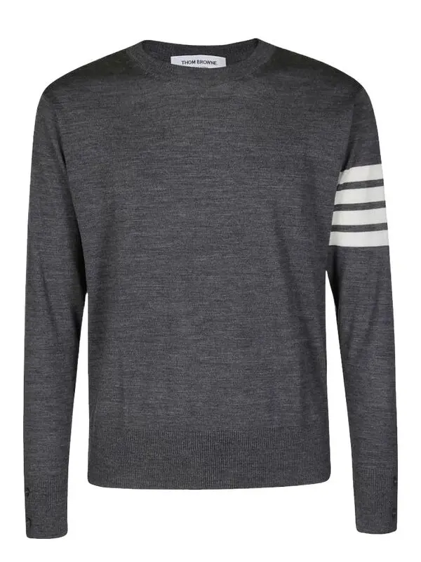 Thom Browne 4-bar Crewneck Pullover - Medium Gray